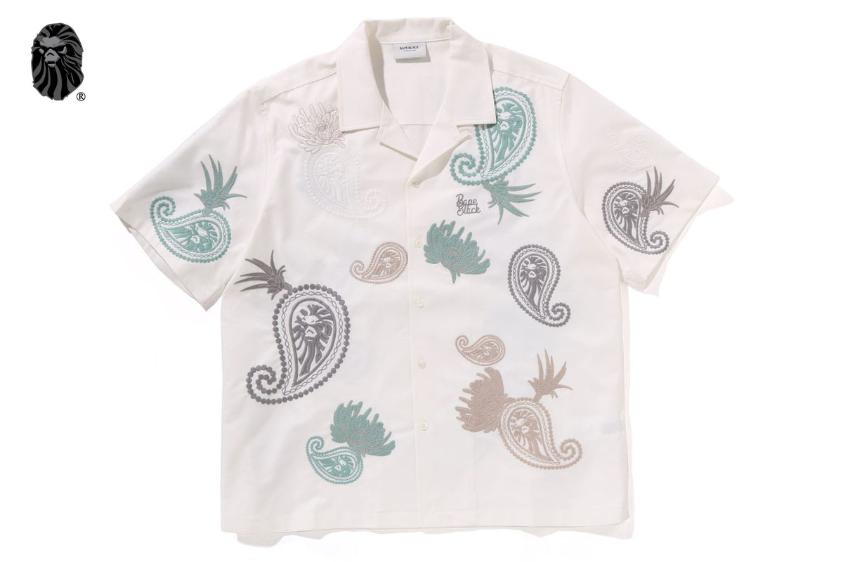 BAPE BLACK 3D EMB CAMP SHIRT | bape.com