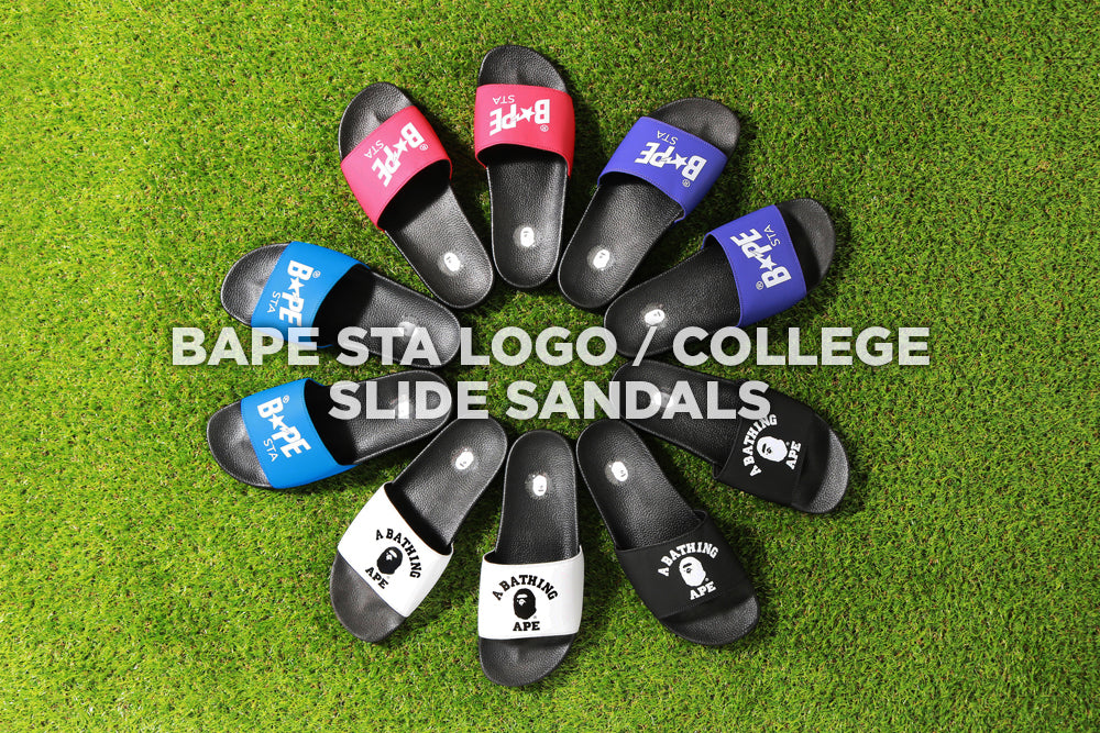 BAPESTA™ LOGO SLIDE SANDALS / COLLEGE SLIDE SANDALS | bape.com