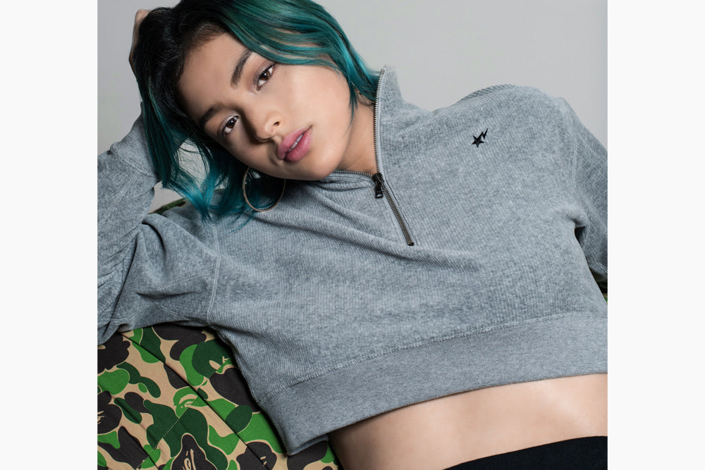RIB CROPPED HALF ZIP SWEATSHIRT | bape.com