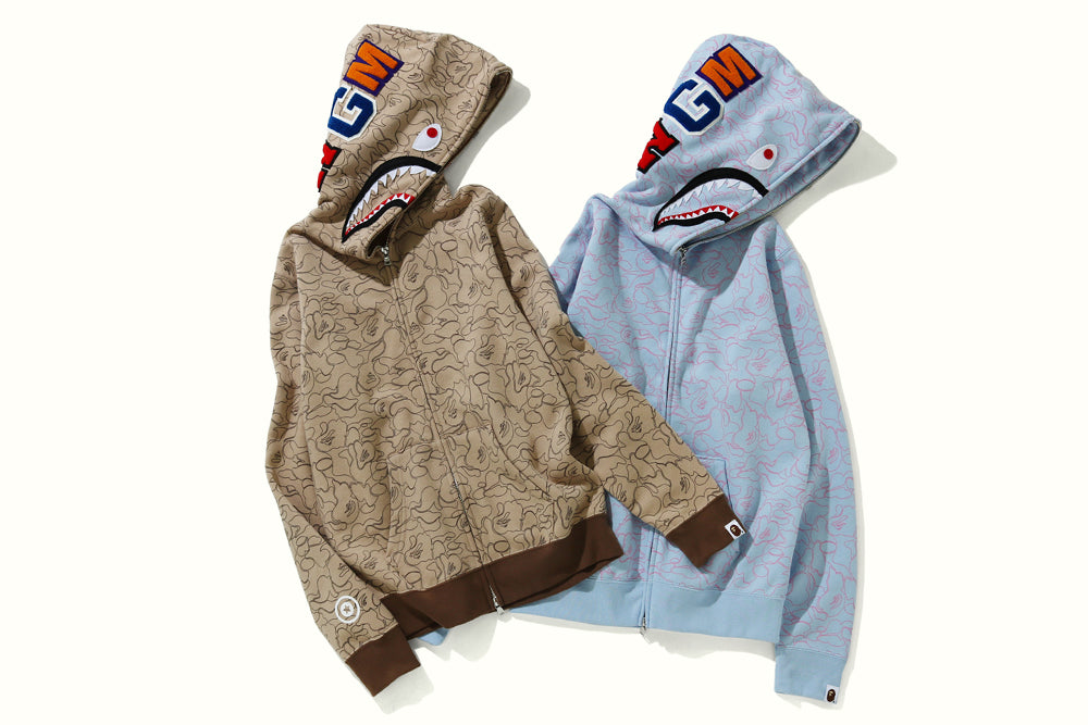 LINE CAMO SHARK FULL ZIP HOODIE | bape.com