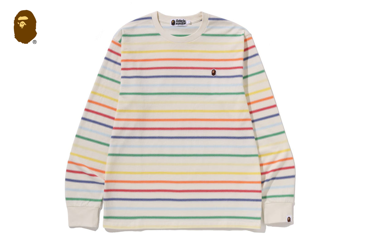 GRADIENT RAINBOW STRIPE ONE POINT REGULAR FIT LS TEE | bape.com