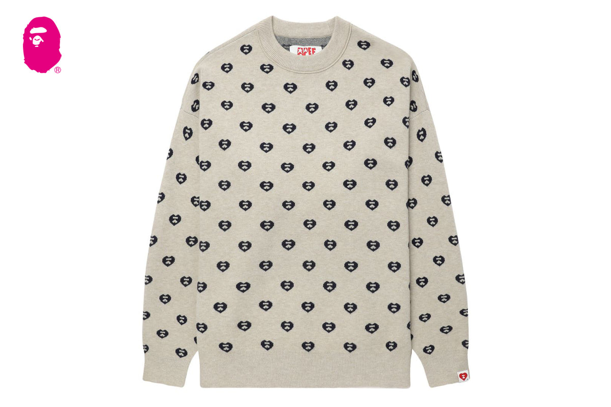 HEART BIRDSEYE JACQUARD SWEATER | bape.com